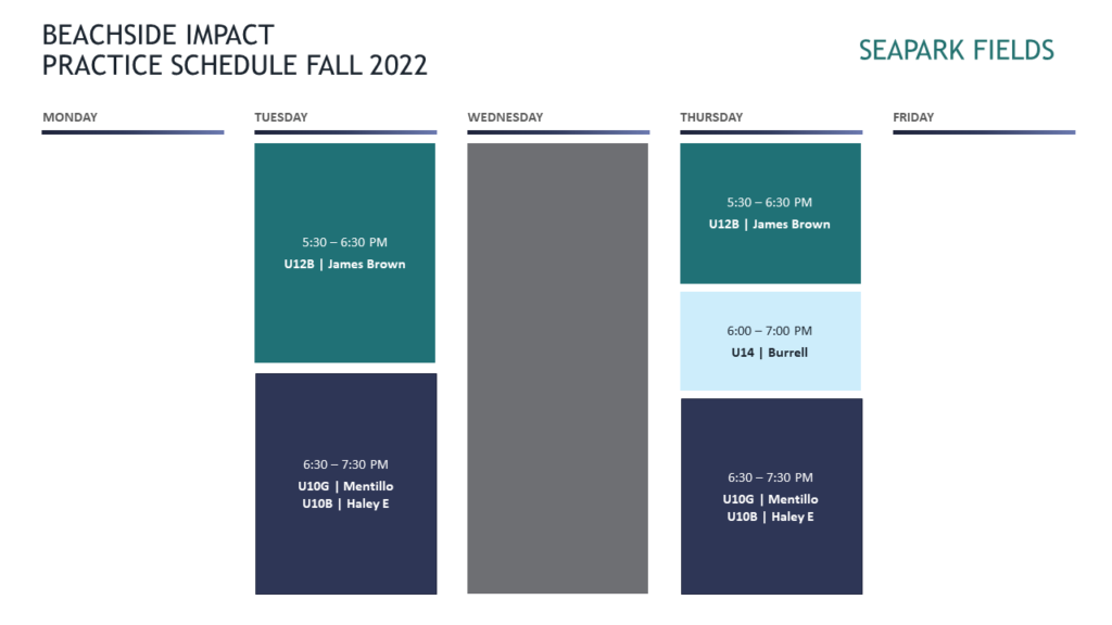 Practice Calendars – Brevard Beachside Soccer Club